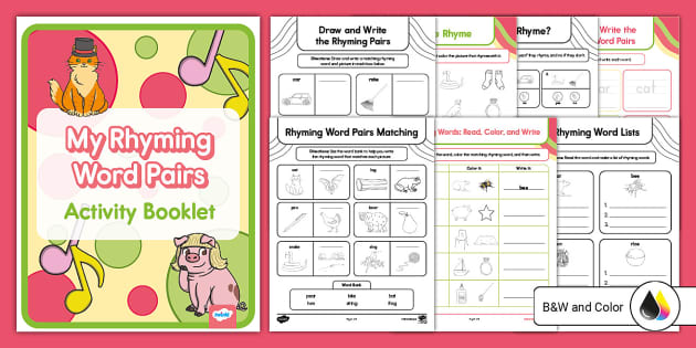 Kindergarten Rhyming Word Pairs Activity Booklet - Twinkl