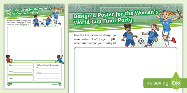 KS1 Design a Poster for the Women's World Cup Final Party