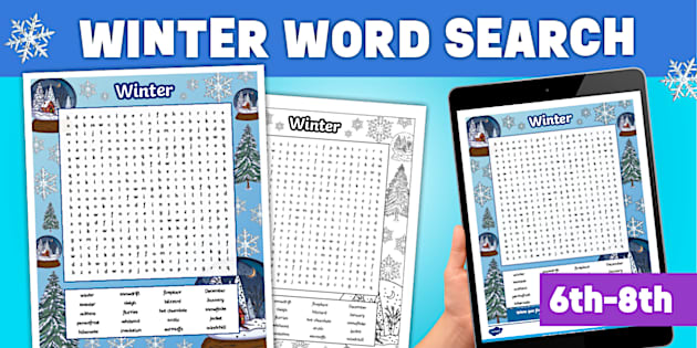 Winter Word Search for 6th-8th Grade (teacher made) - Twinkl