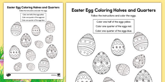 Easter Egg Fractions Coloring Worksheet | Twinkl USA
