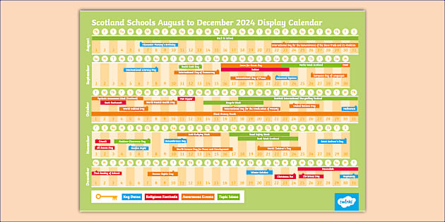 Scottish Schools August to December 2024 Display Calendar