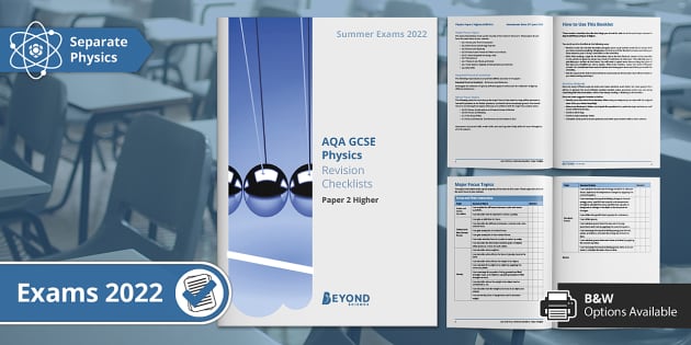 AQA GCSE Physics Exams 2022 Student Revision Checklists - Paper 2 Higher