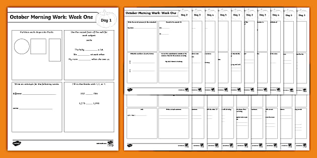 Third Grade October Morning Work Bundle - Twinkl