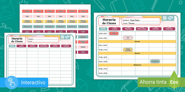 Horario de Clases Versión Vivid (teacher made) - Twinkl