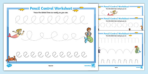 The Little Mermaid Pencil Control Sheets - fine motor skills