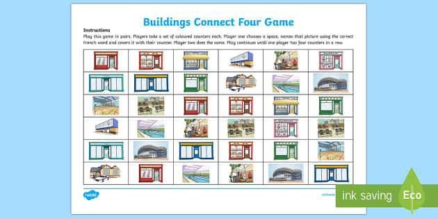 Buildings Connect Four Game French (teacher made)