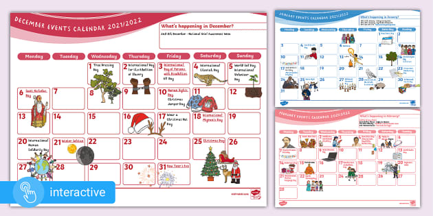Events Calendar (December - February) (Teacher-Made)