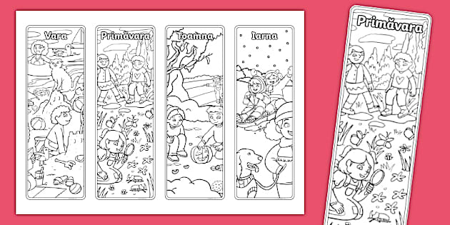 Cele patru anotimpuri – Semne de carte de colorat - Twinkl