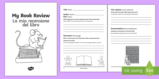 Interactive Book Review Writing Template English/Italian