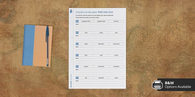 Coastal Landscapes Worksheet and Answers | Twinkl Geography