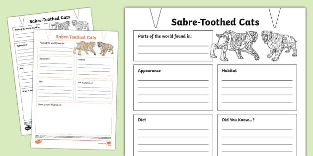 Sabre-Toothed Cats Fact File Template (teacher made)