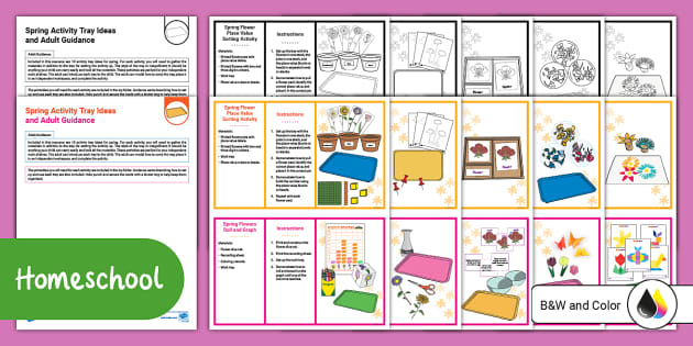 Spring Flowers Activity Tray Ideas and Adult Guidance