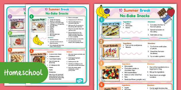 10 Summer Break No-Bake Snacks for Kids (teacher made)