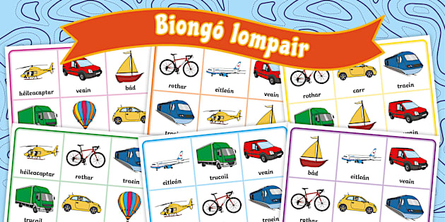 Transport Bingo Gaeilge