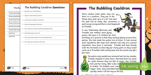 The Bubbling Cauldron Differentiated Reading Comprehension Activity