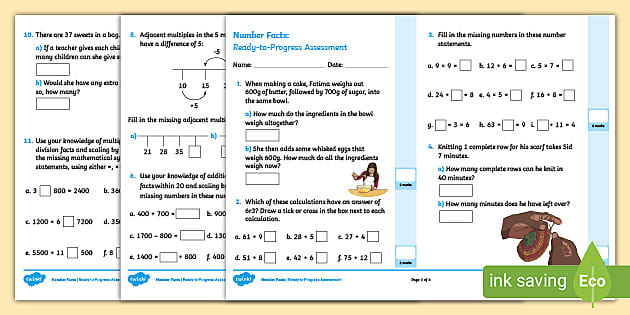 👉 Assessment of Y4 Ready-to-Progress Criteria: Number Facts