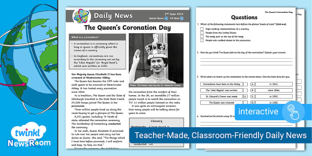 News from the Past - The Queen's Coronation (ages 7-9)