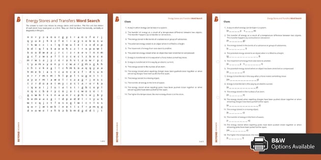 Energy Stores Word Search | Science | Beyond (teacher made)