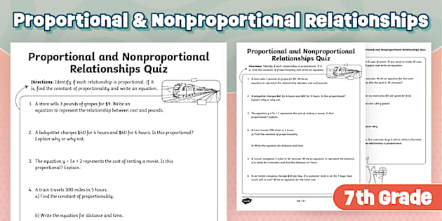 Proportional and Nonproportional Relationships Quiz