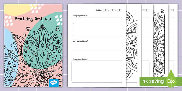 FREE! - Gratitude Journal Mindfulness Colouring | Twinkl Busy Bees