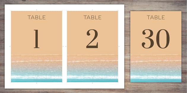 Beach Table Numbers | Twinkl Party (teacher made) - Twinkl