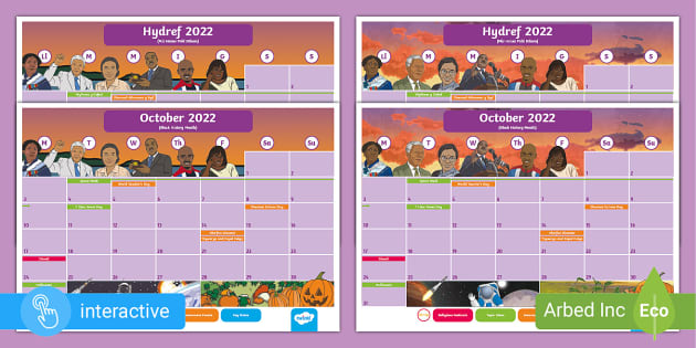 FREE! - Calendr Digwyddiadau Mis Hydref/October Events Calendar 2022