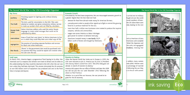 The Second World War in the USA Knowledge Organiser - Twinkl