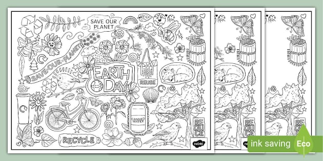 Earth Day Doodle Colouring Pages (teacher made)