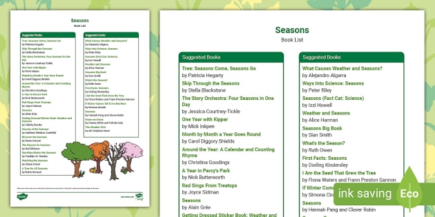Seasons Book List | Twinkl (Hecho por educadores) - Twinkl