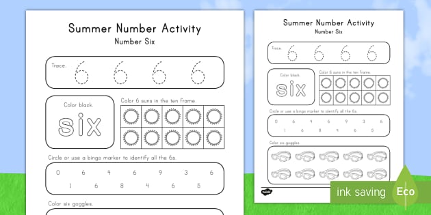Summer Number Six Worksheet / Worksheet