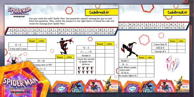 FREE Spider-Man™: Math Code Breaker Activity for K-2nd Grade