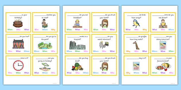 What is the Missing Question Word Multiple Choice Cards - sen