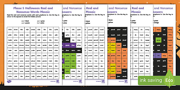 Halloween Phase 5 Phonics Mosaic Activity Pack - Twinkl