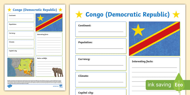 Congo Fact File Template (teacher made) - Twinkl