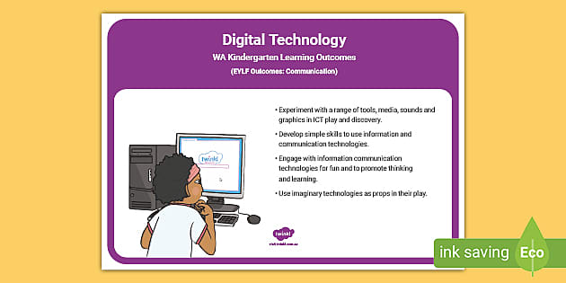 WA EYLF Digital Technologies Learning Outcomes A4 Display Poster