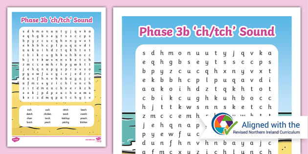 Northern Ireland Linguistic Phonics Phase 3b ‘ch/tch’ Word Search