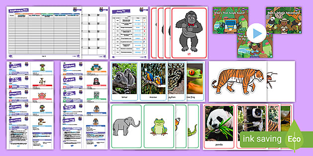 Phonics Level 1 Week 20 - Jungle Animals (teacher made)
