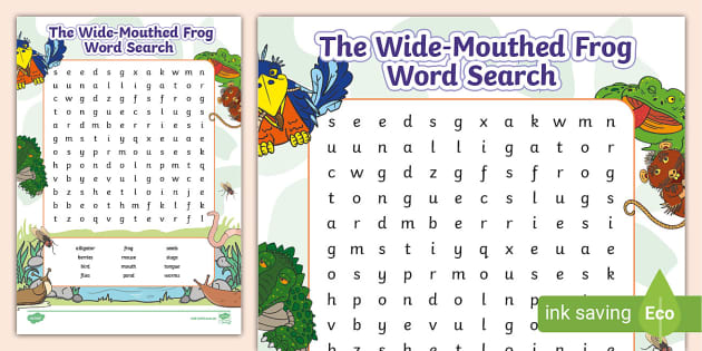 Word Search to Support Teaching on The Wide-Mouthed Frog
