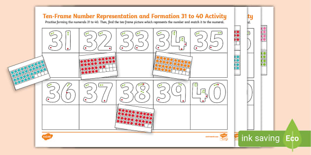 👉 Ten-Frame Number Representation and Formation 31-50