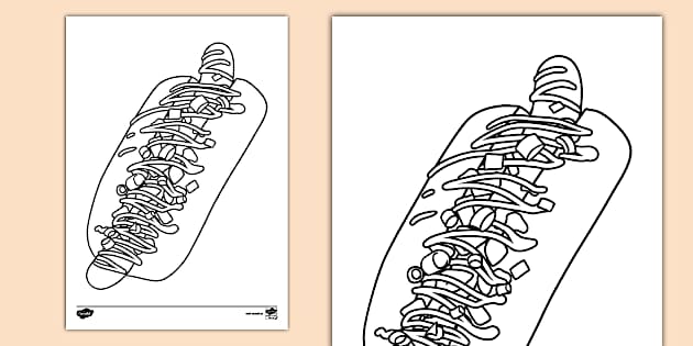 핫도그 색칠놀이 | Hot Dog Coloring Sheet - Twinkl