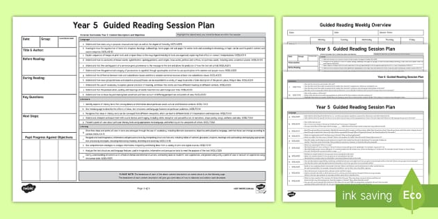Year 5 Victorian Curriculum Guided Reading Session Planning Template