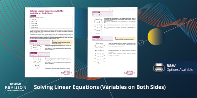 👉 Solving Linear Equations (Variables on Both Sides)