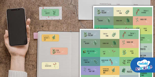 Planner School Dates Stickers - Botanical Themed - Twinkl