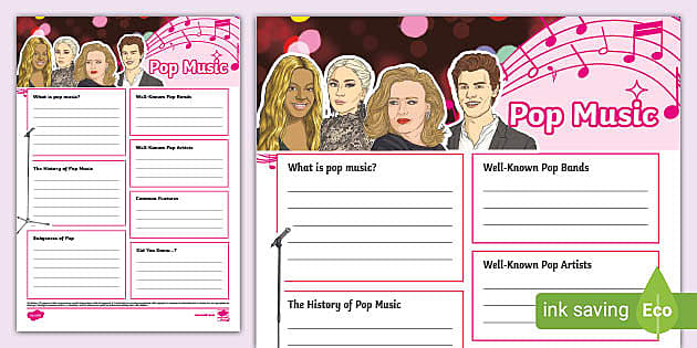 👉 Pop Music Fact File Template (Lehrer gemacht) - Twinkl