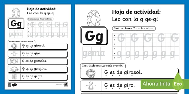 Hoja de actividad: Leo con la g ge-gi (Hecho por educadores)
