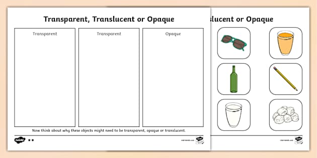 Opaque, Translucent, or Transparent KS2 Sorting Activity