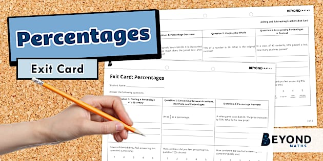 Percentages Exit Card for Maths