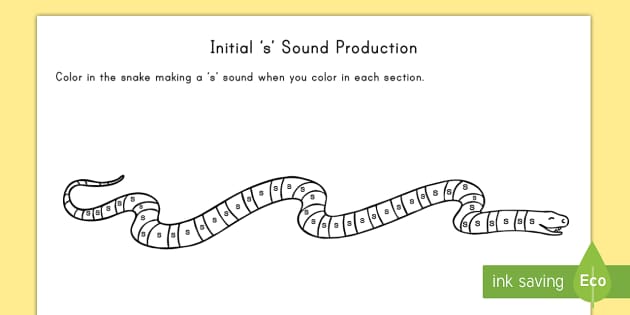 Initial s Sound Snake Coloring Activity (teacher made)