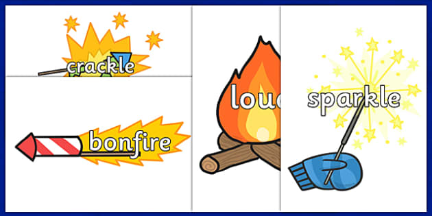 Bonfire Night Topic Words on Fireworks (teacher made)