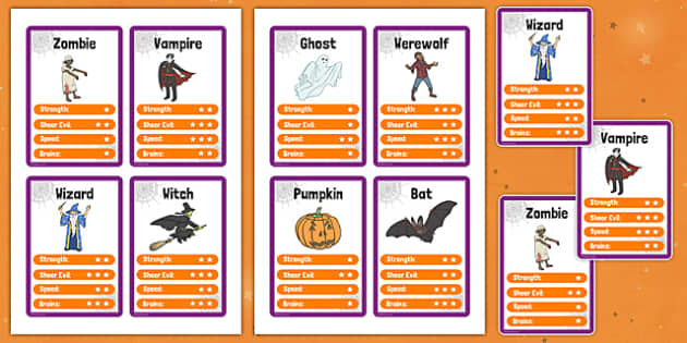 Halloween Character Card Game - halloween, top trump, cards